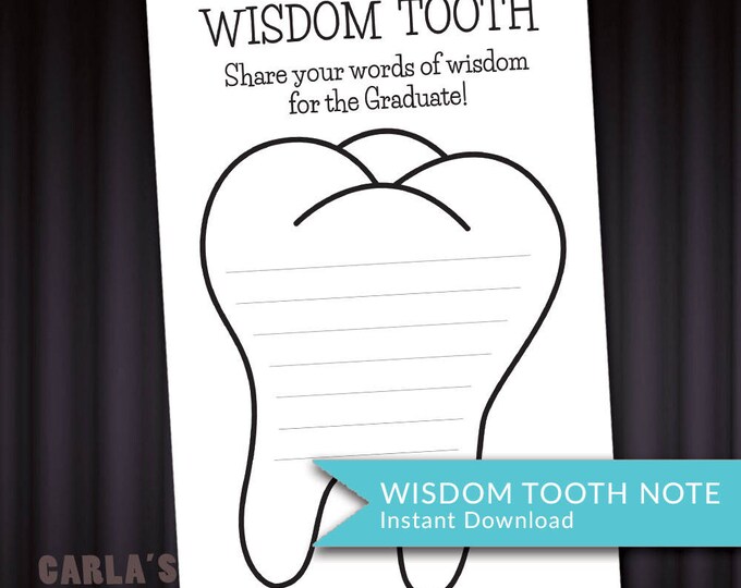 Wisdom Tooth DIY Graduation Advice Note Card | Fun for Your Dental or ...