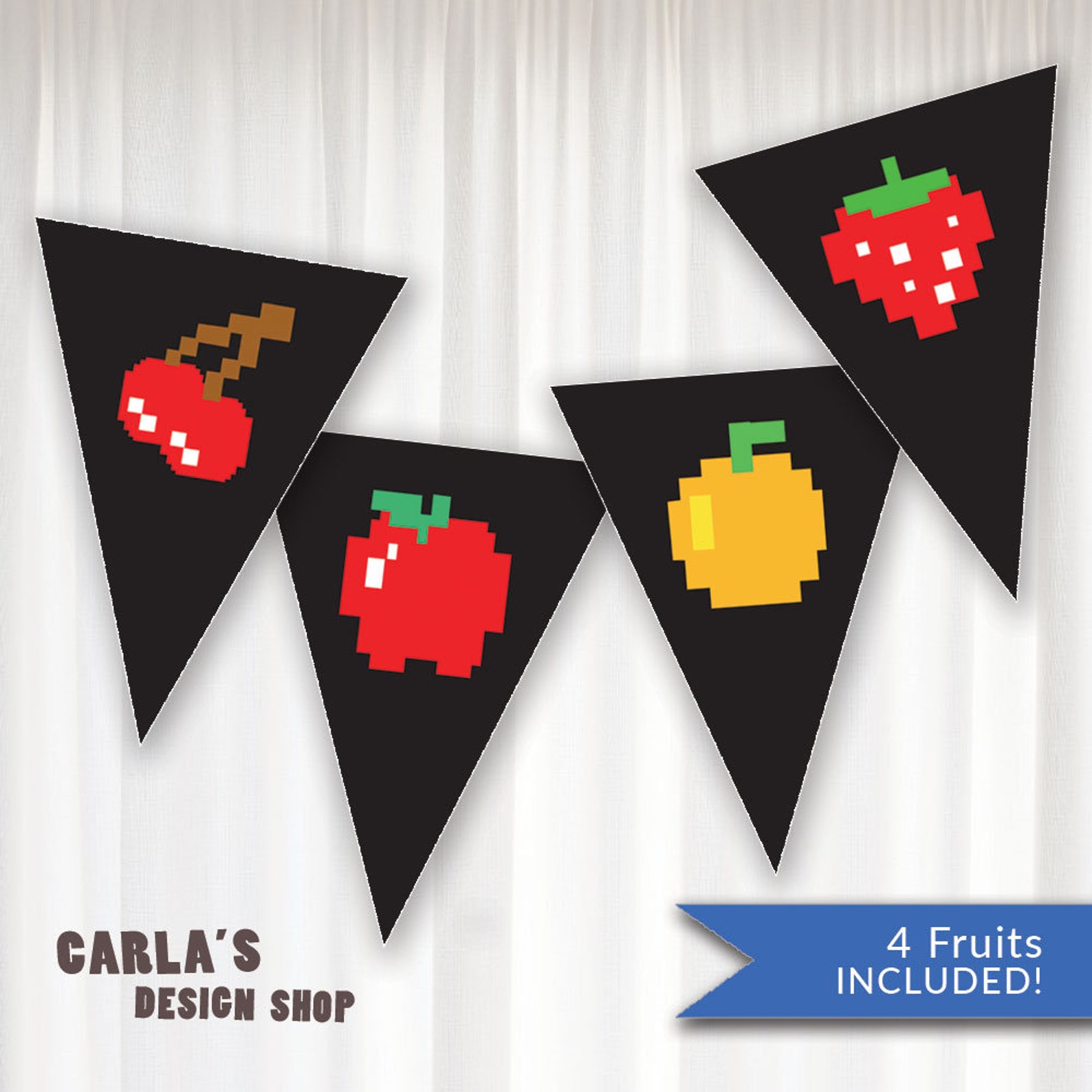Pac Man Banner With Arcade Theme | Includes Ghosts, Fruit, Pac Man and ...