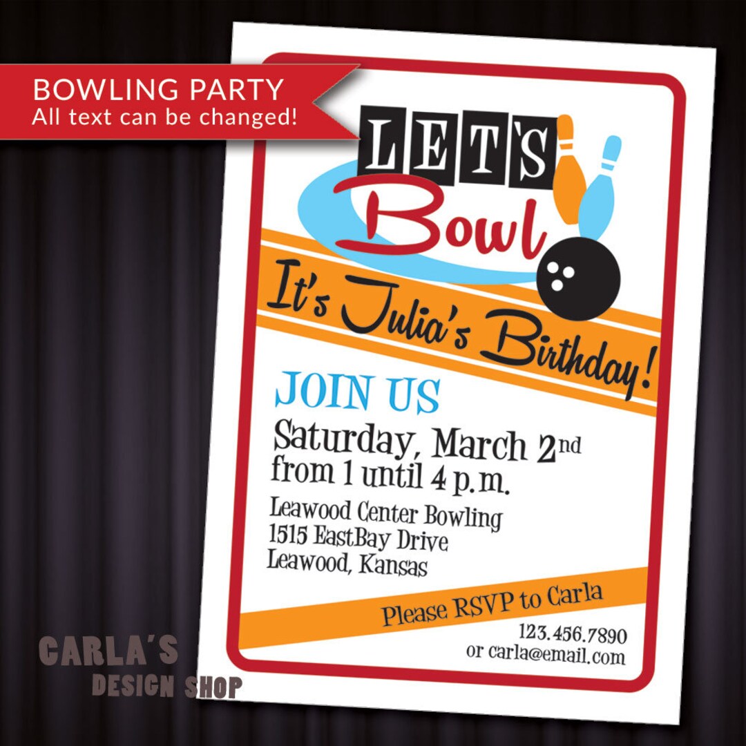 Bowling Party PRINTABLE Invitation With Let's Bowl Design! Fun Invite ...
