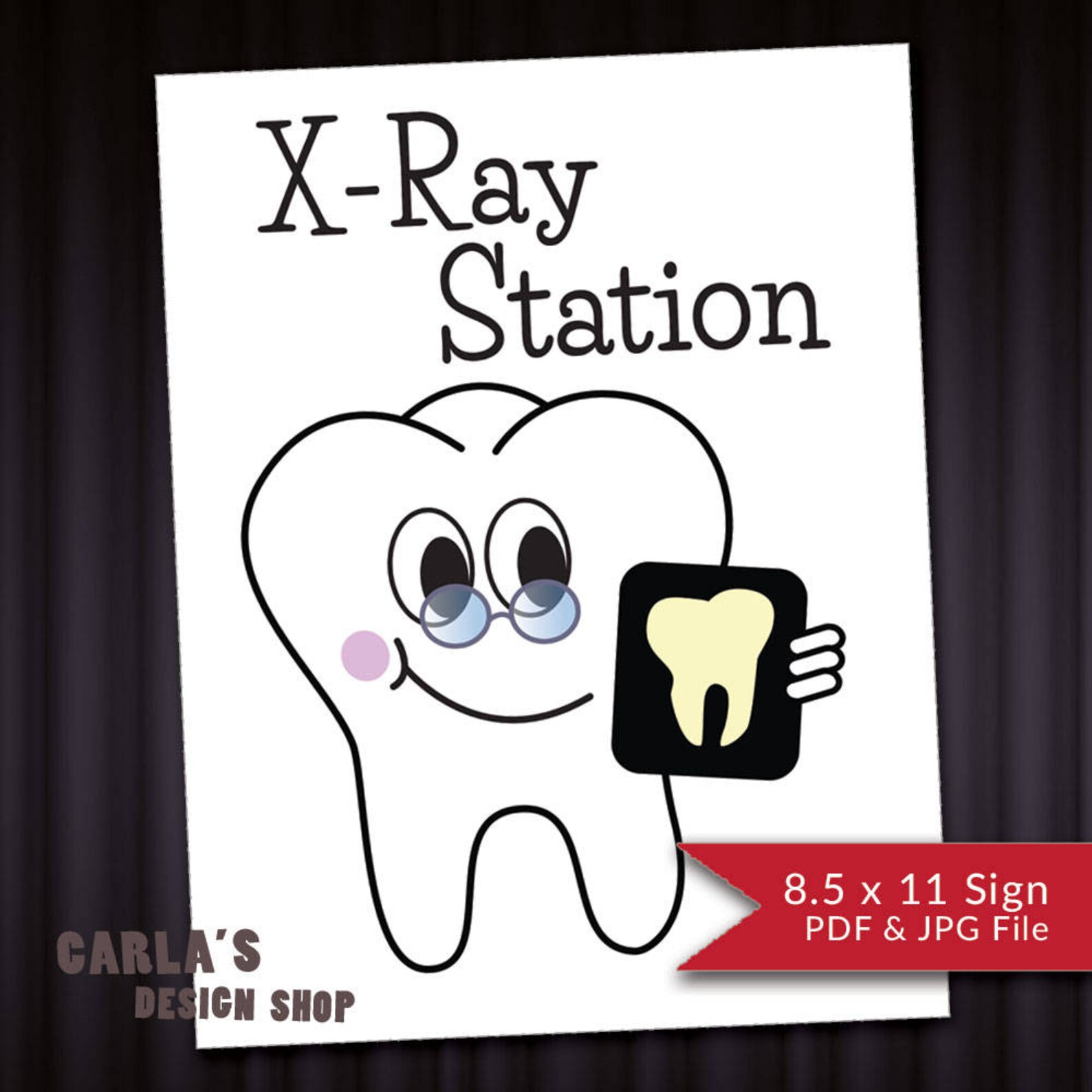 X-ray Station Dental Tooth Sign | PRINTABLE Letter-size Layout Instant ...