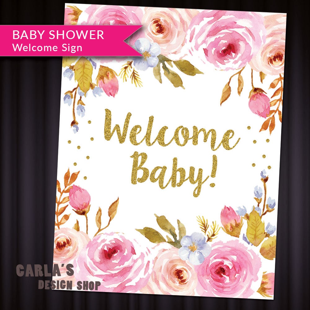 Baby Girl Shower Signs Instant Download | JPG & PDF | Floral and Dot ...