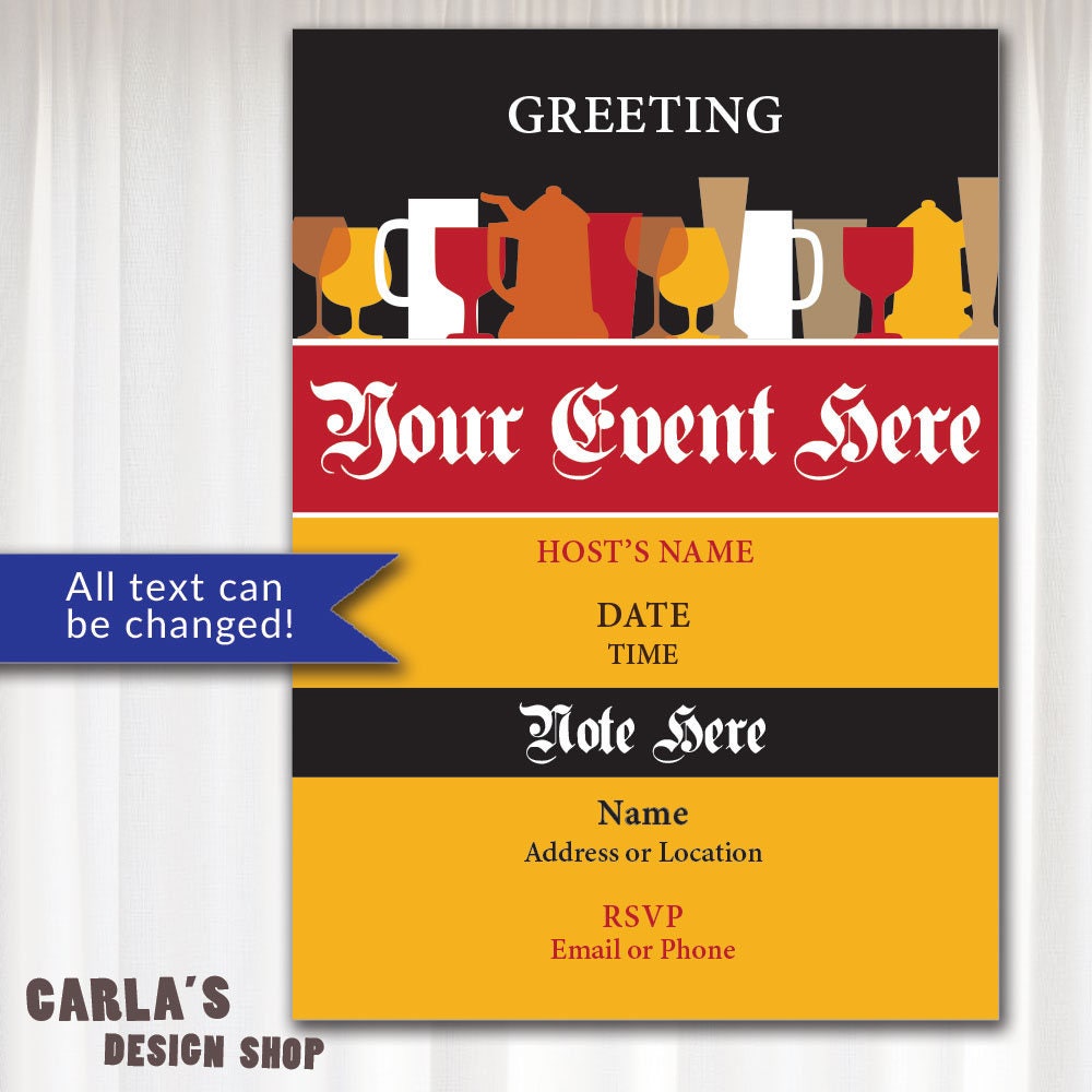 Oktoberfest PRINTABLE Invitation | Fun Stein Design | German Inspired ...