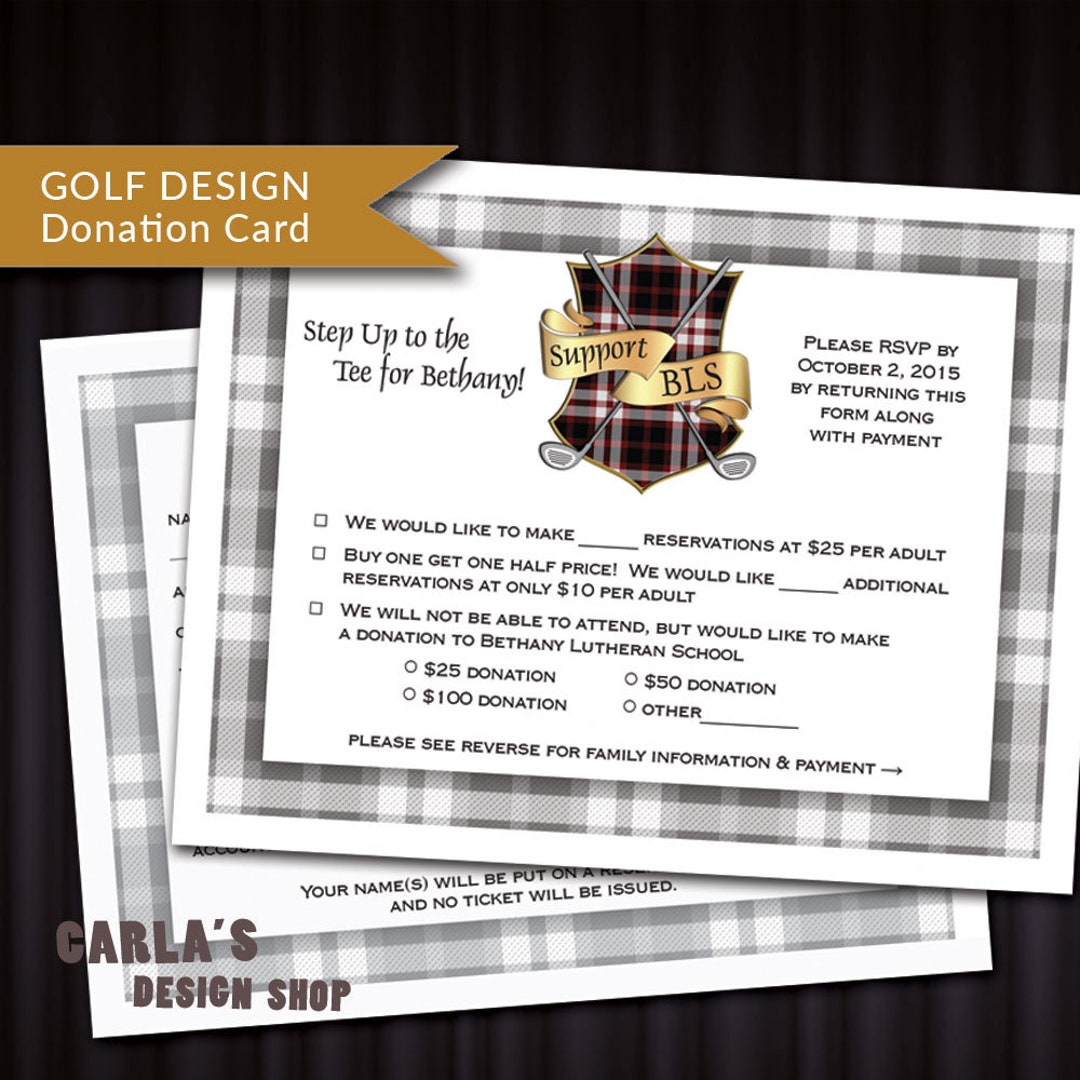 PRINTABLE RSVP or Donation Card for Auction and Fundraisers | Golf With ...