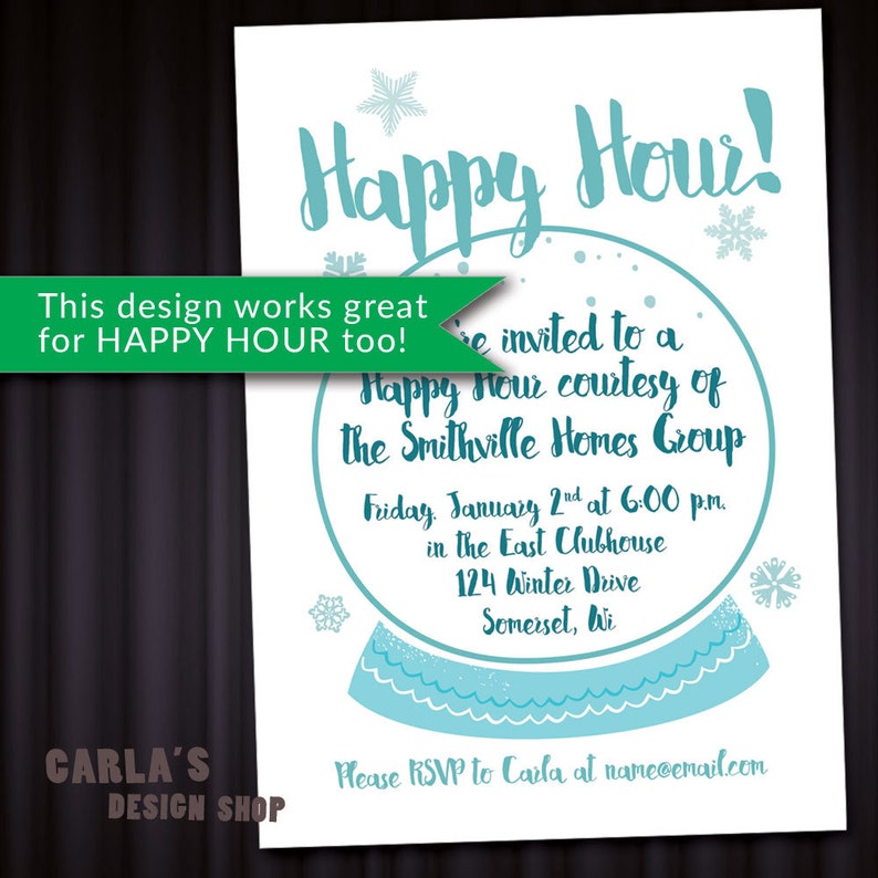Snow Globe Holiday Party Invitation! Fun Invite for Your New Years or ...