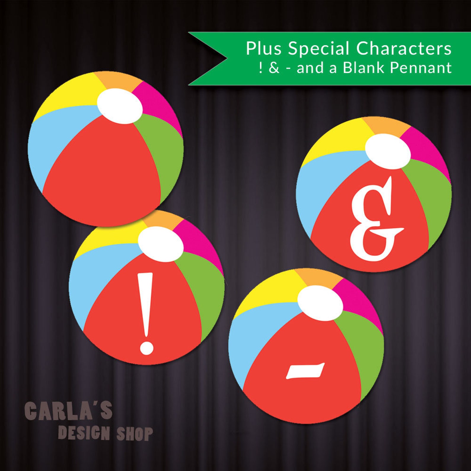 Beach Ball Pool Party Theme DIY Banner | Includes All Alphabet | Spell ...