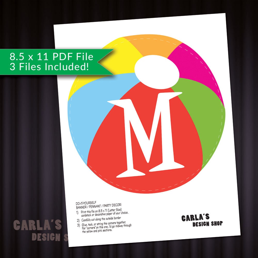 Beach Ball Pool Party Theme DIY Banner | Includes All Alphabet | Spell ...