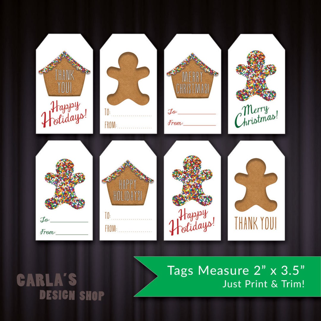 Happy Holidays, Merry Christmas, Thank You & To/from Gift Tags Instant ...