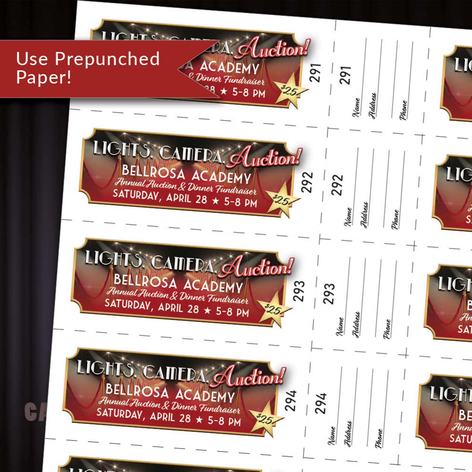 NUMBERED Raffle Tickets for Your Fundraiser | Custom for Your Event ...