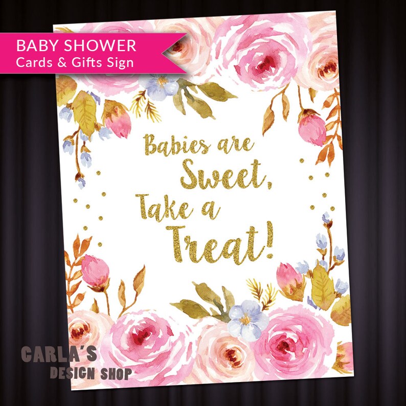 Baby Girl Shower Signs Instant Download | JPG & PDF | Floral and Dot ...