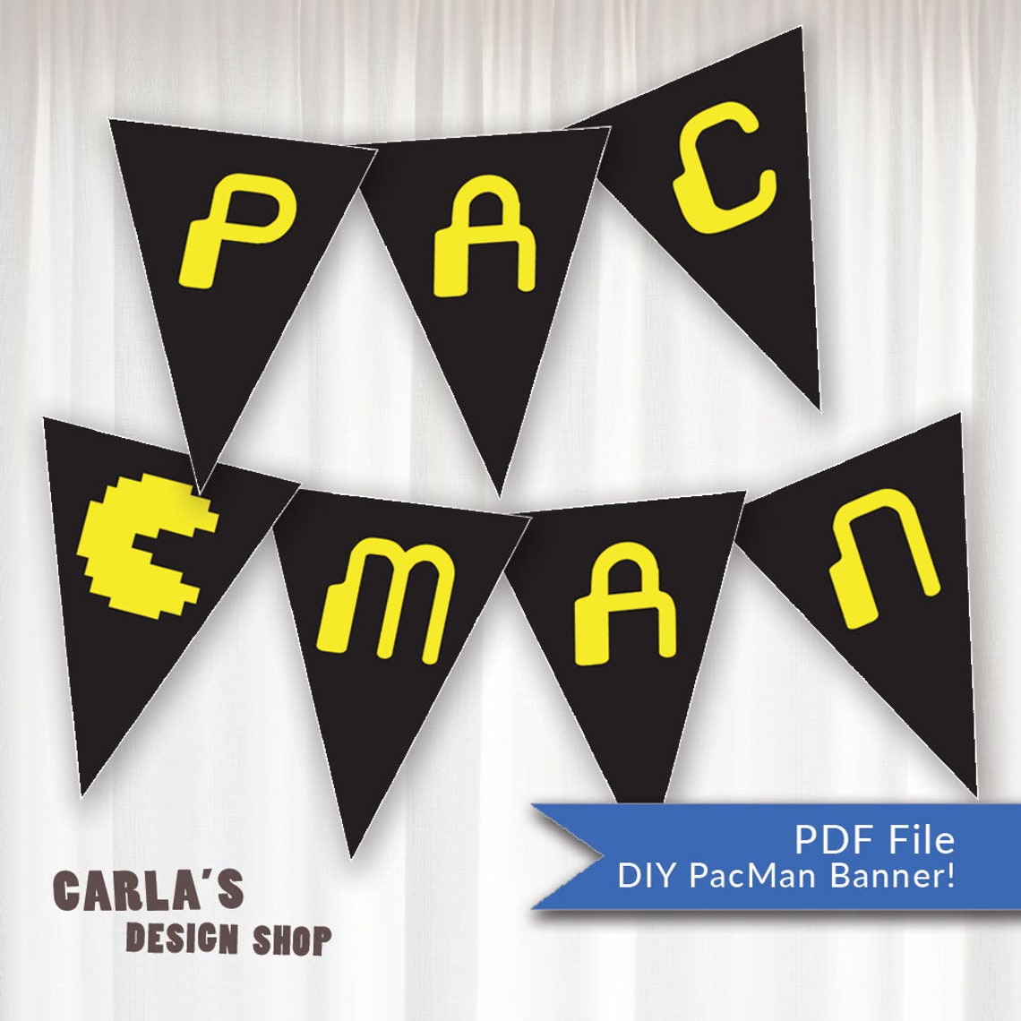Pac Man Banner With Arcade Theme | Includes Ghosts, Fruit, Pac Man and ...
