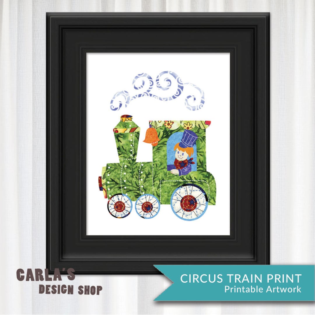 Circus Animal Train Series ENGINE With Conductor Art Print PRINTABLE ...