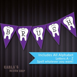 DIY Tooth Banner With PURPLE Background! Instant Download Printable PDF ...
