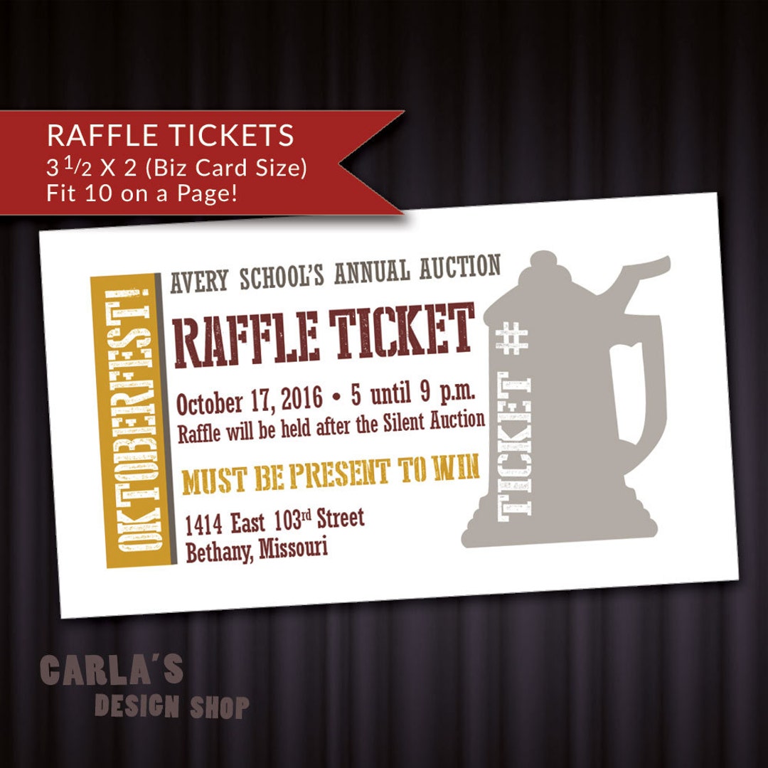 Oktoberfest, Fall Festival, Beer Stein Printable RAFFLE TICKET ...