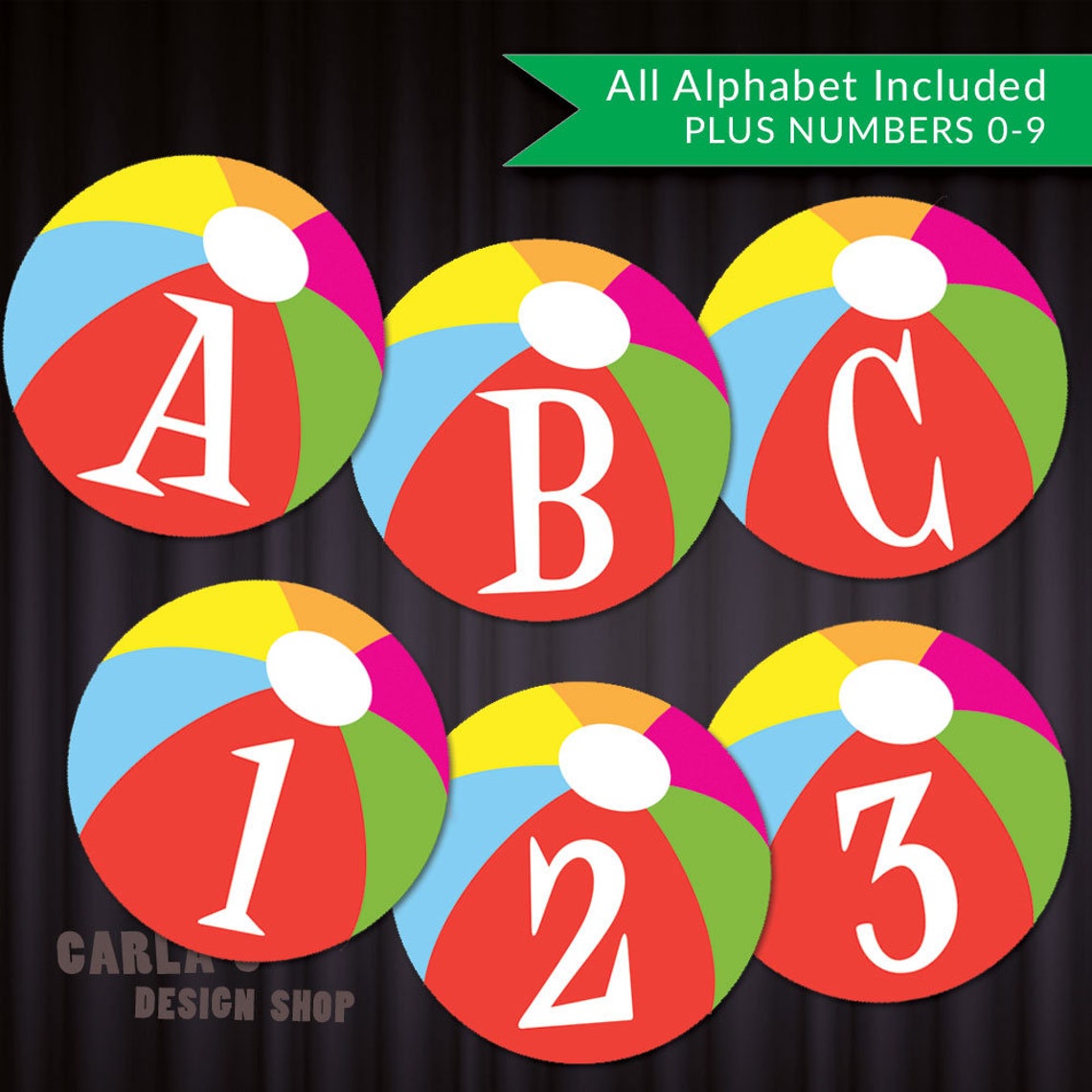 Beach Ball Pool Party Theme DIY Banner | Includes All Alphabet | Spell ...