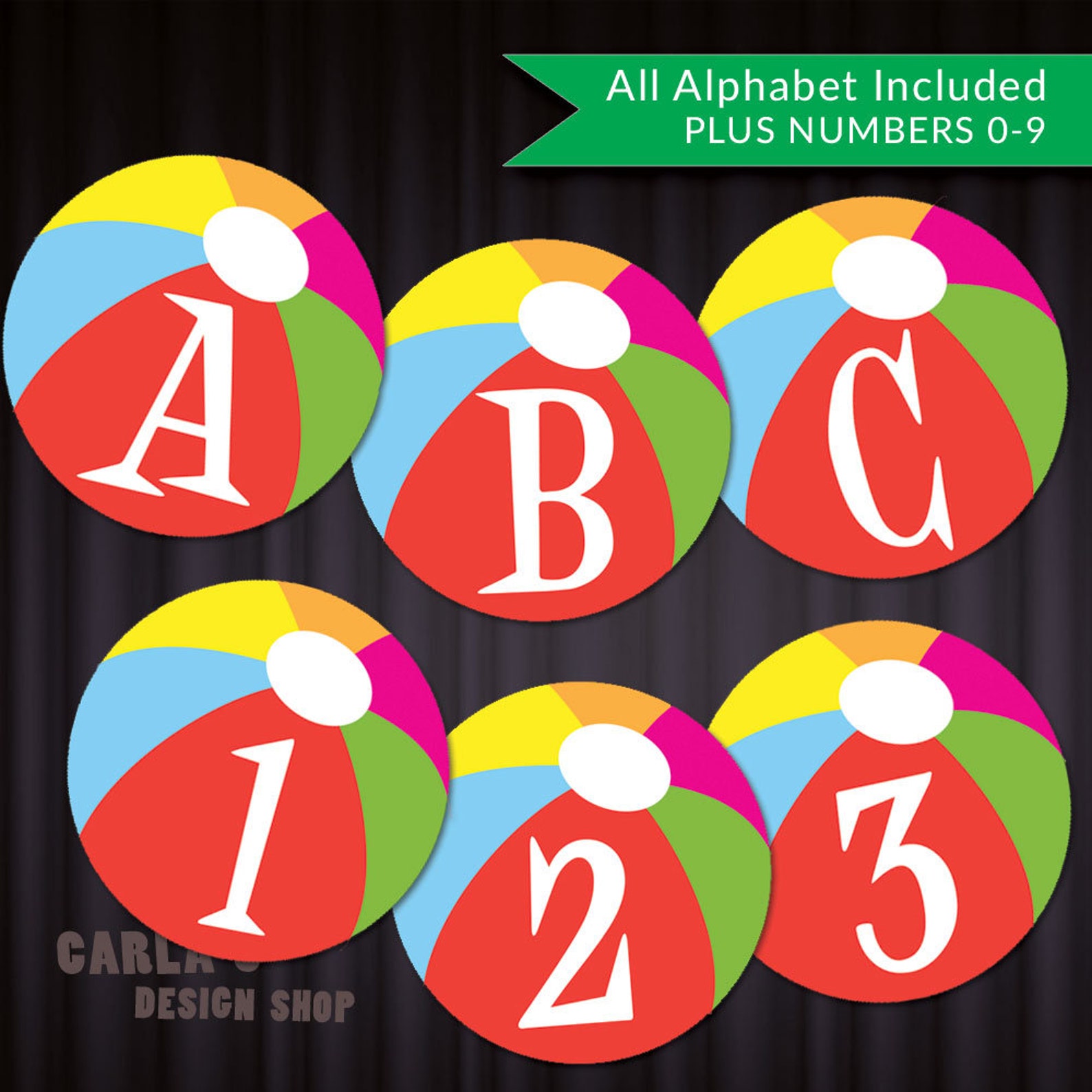 Beach Ball Pool Party Theme DIY Banner | Includes All Alphabet | Spell ...