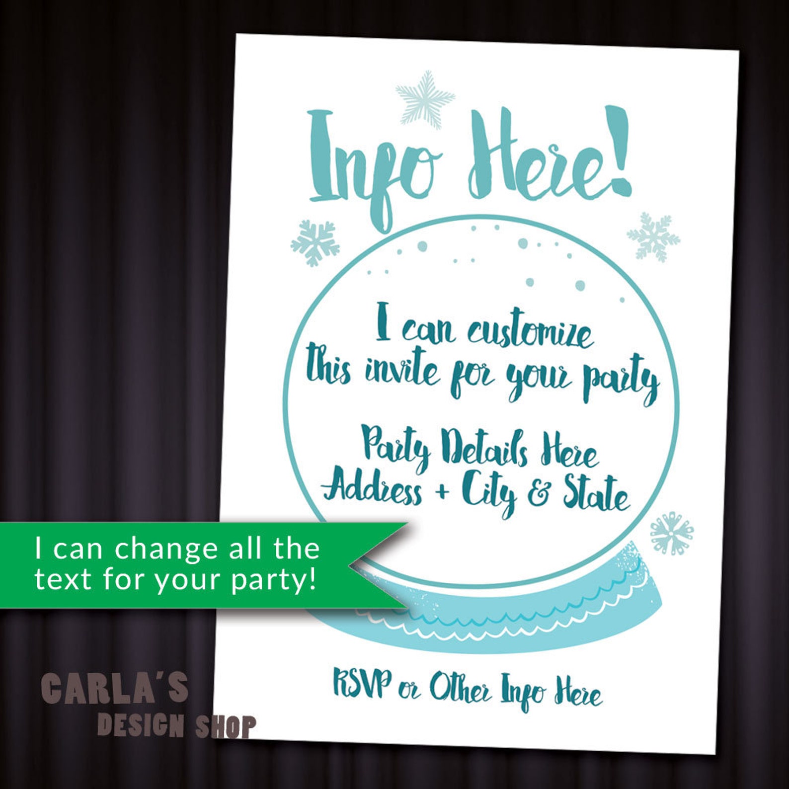 Snow Globe Holiday Party Invitation! Fun Invite for Your New Years or ...