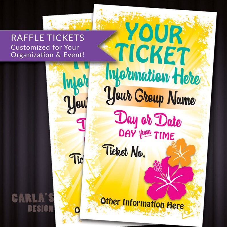 Hawaii Tropical Theme Luau Yellow Hibiscus Printable RAFFLE TICKET ...
