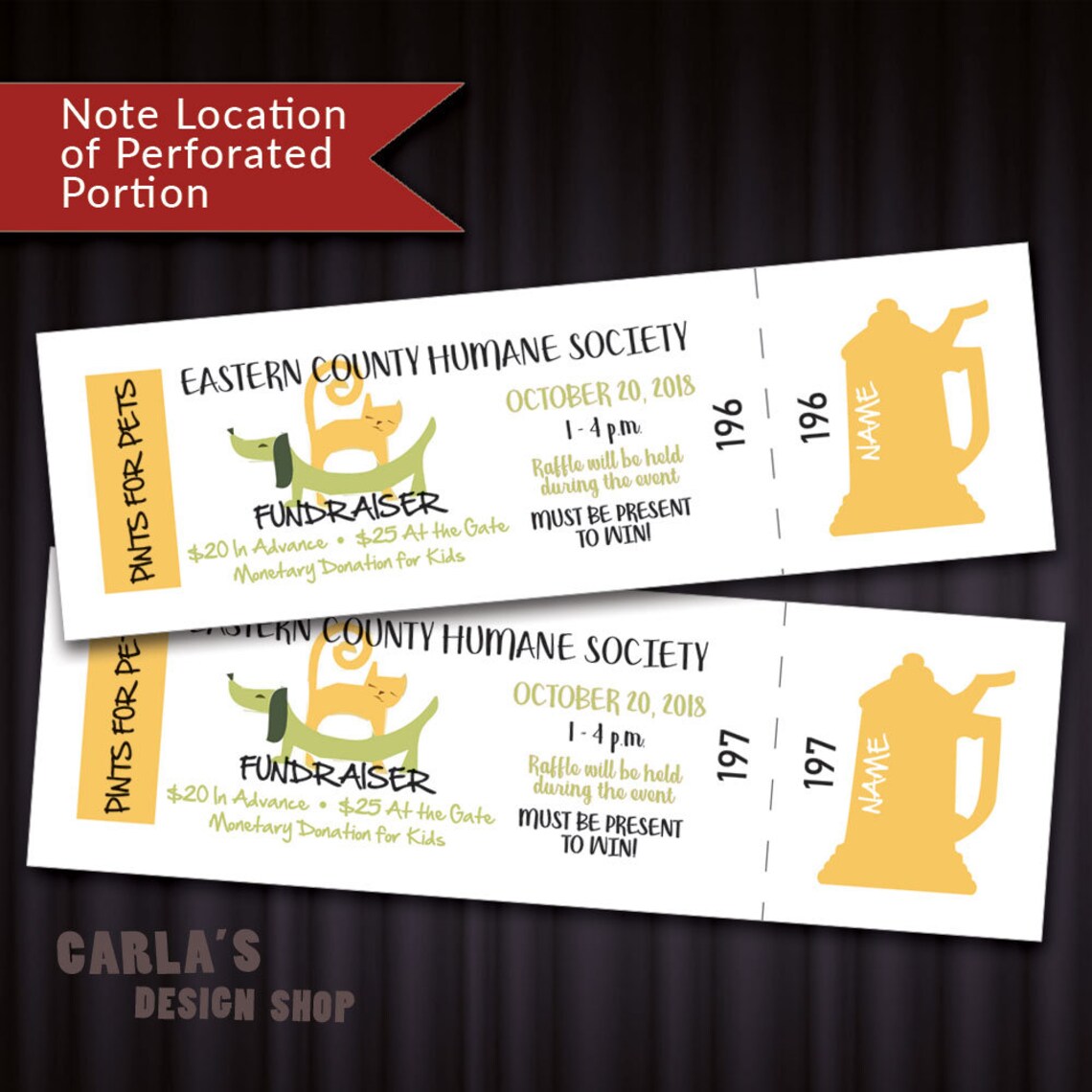 NUMBERED Raffle Tickets for Your Fundraiser | Custom for Your Event ...