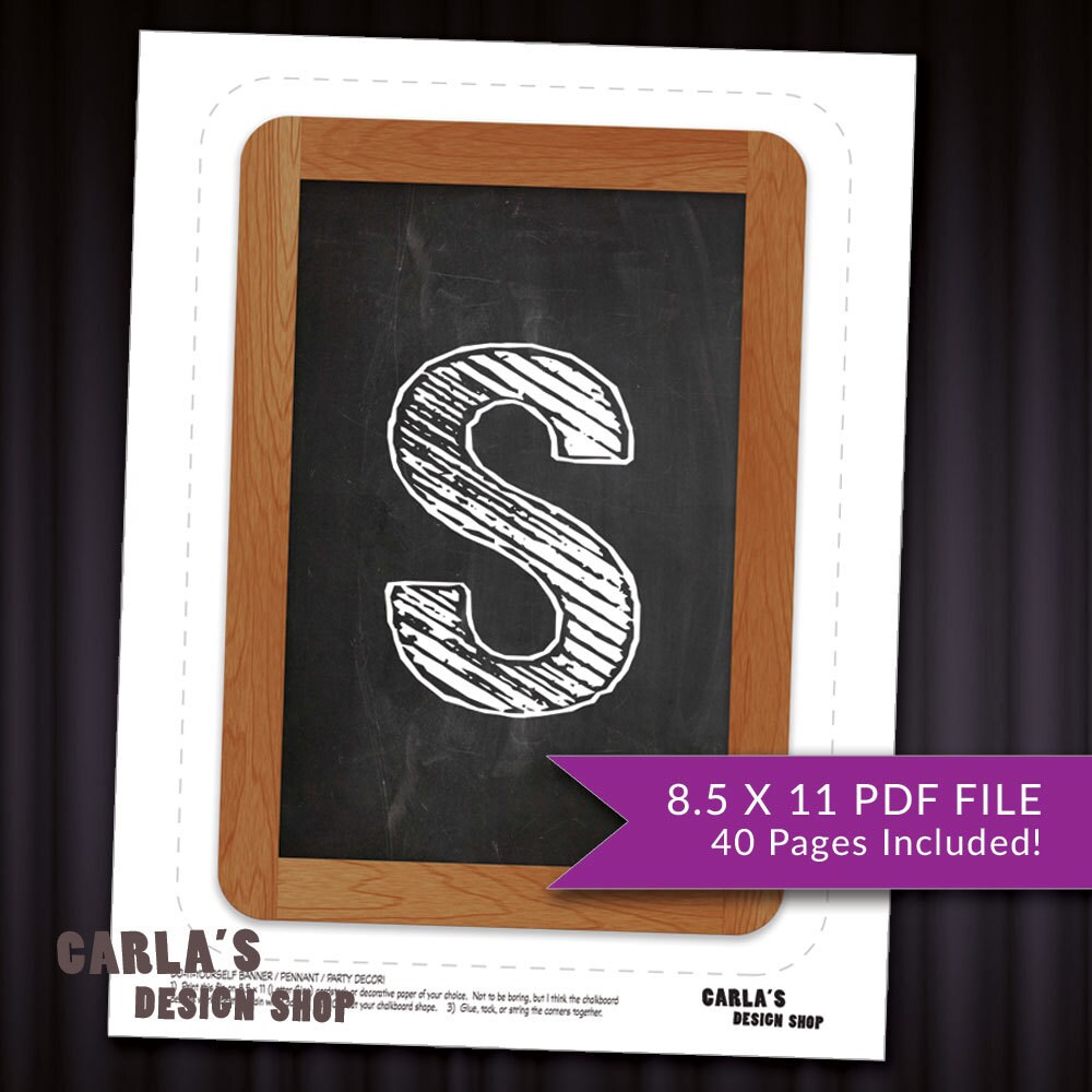 DIY Chalkboard Style Banner! Instant Download Printable PDF File ...