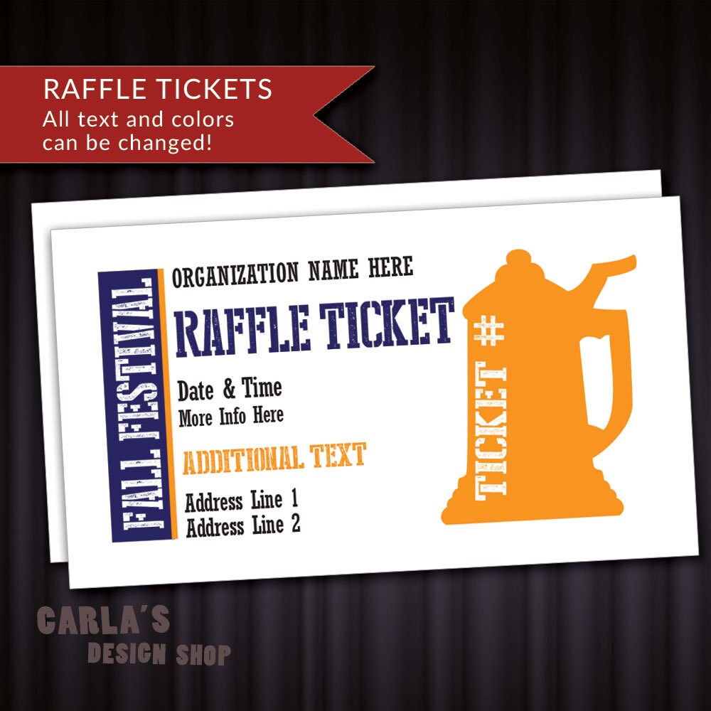 Oktoberfest, Fall Festival, Beer Stein Printable RAFFLE TICKET ...