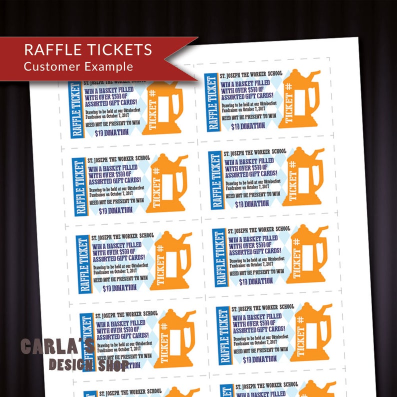 Oktoberfest, Fall Festival, Beer Stein Printable RAFFLE TICKET ...