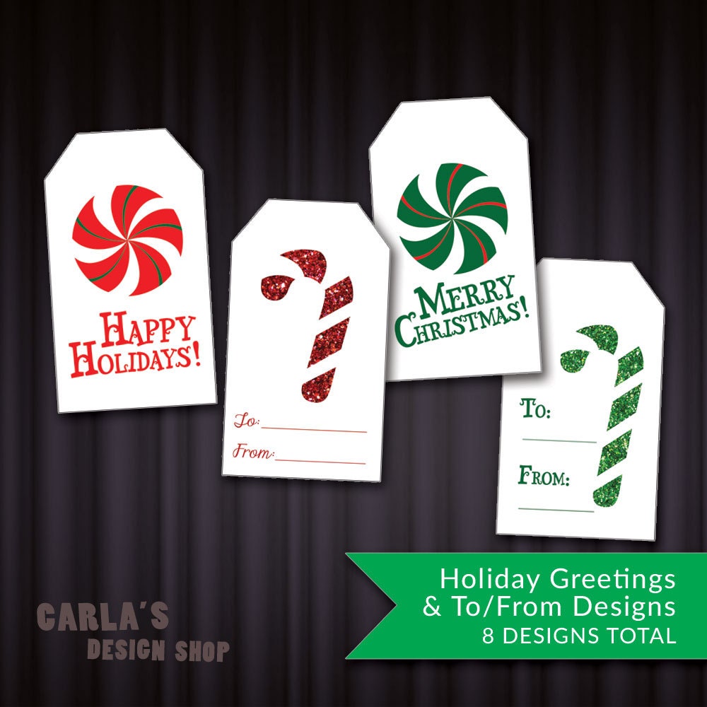 Happy Holidays, Merry Christmas, Thank You & To/from Gift Tags Instant ...
