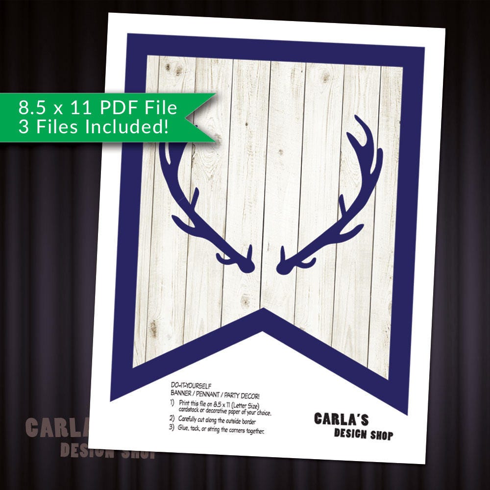 Antler and Arrows Theme DIY Banner With Blue Border and - Etsy