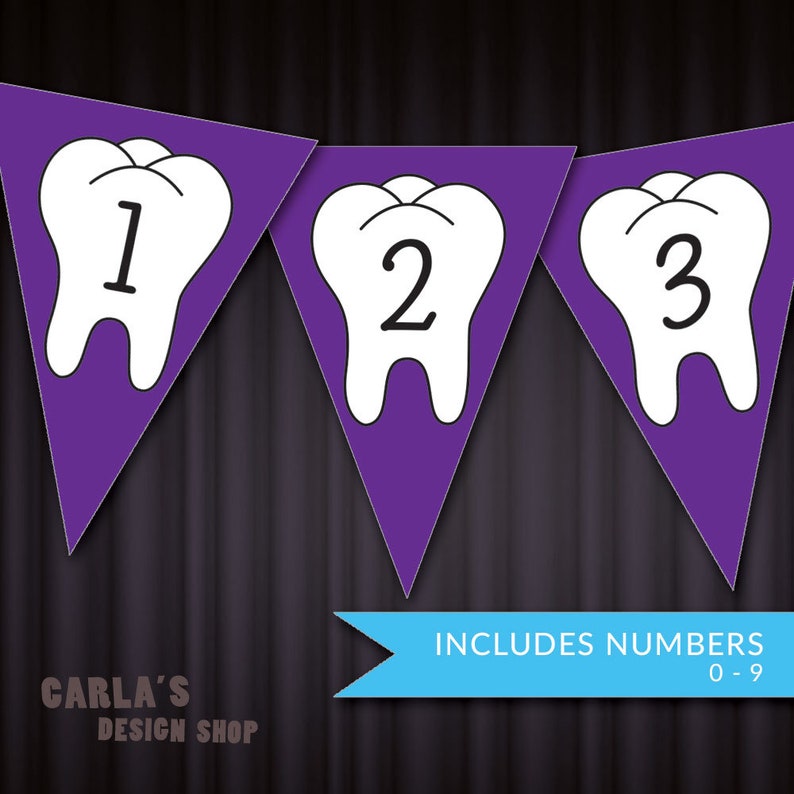 DIY Tooth Banner With PURPLE Background Instant Download Printable PDF ...