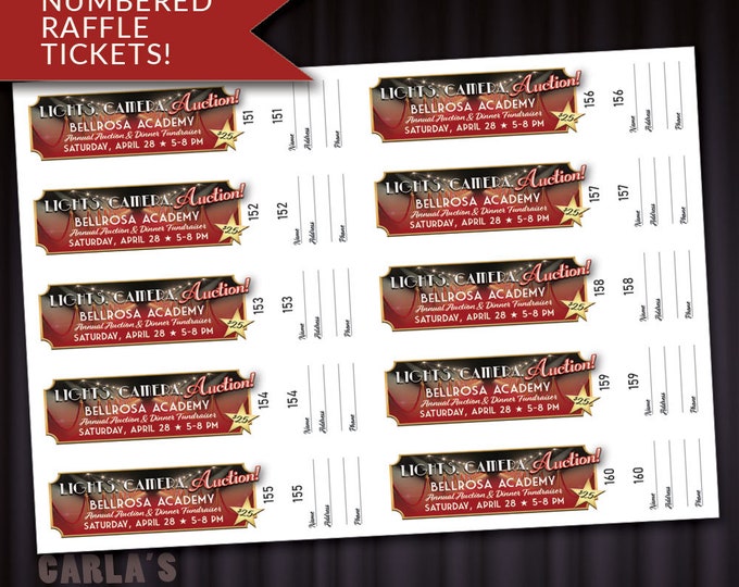 NUMBERED Raffle Tickets for Your Fundraiser | Custom for Your Event ...