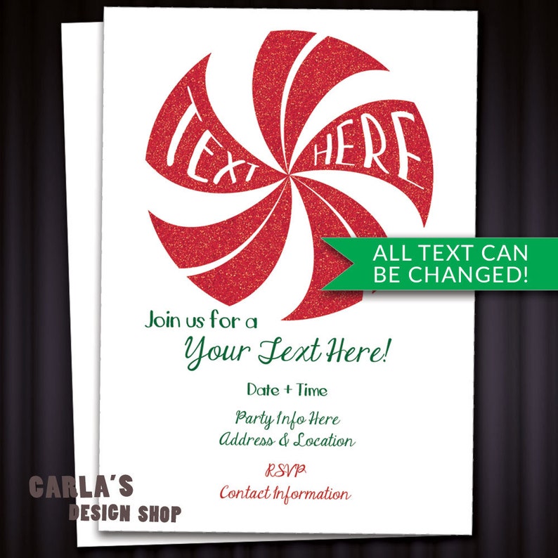 Peppermint Invitation With Glitter Effect! Fun Invite for Your ...