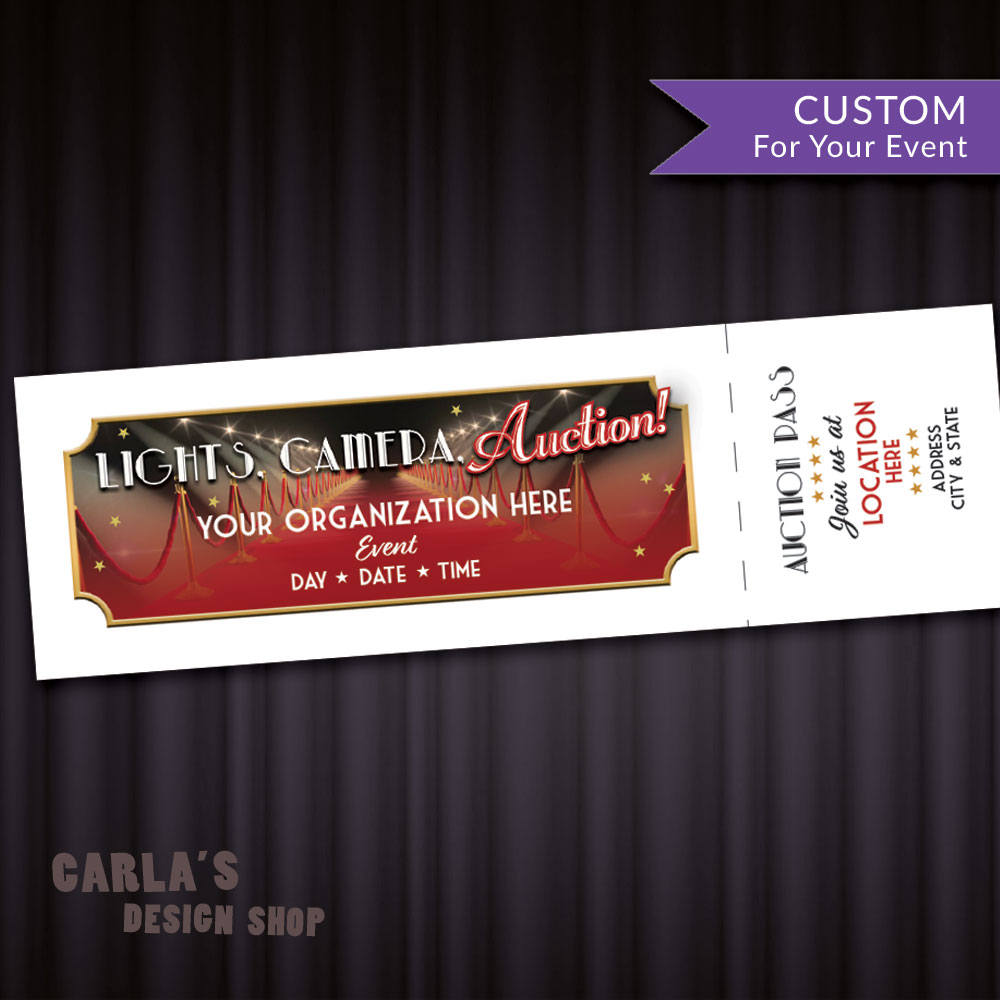 Lights, Camera, Auction! Printable RAFFLE TICKET Fundraiser, Fit 10 on ...