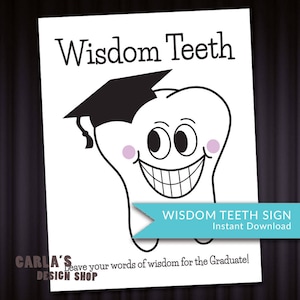 Wisdom Teeth Dental Tooth Sign | PRINTABLE Letter-size Layout Instant ...