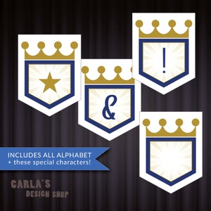 Royals Baseball Inspired Blue and Gold Pennant-style DIY Banner Instant ...