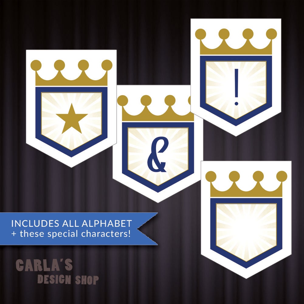 Royals Baseball Inspired Blue and Gold Pennant-style DIY Banner Instant ...
