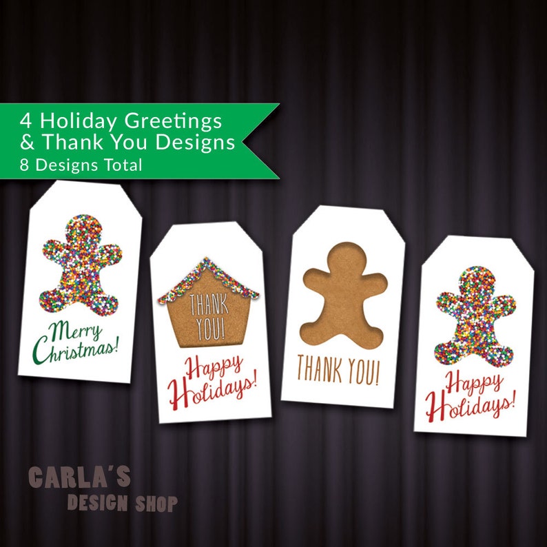 Happy Holidays, Merry Christmas, Thank You & To/from Gift Tags Instant ...