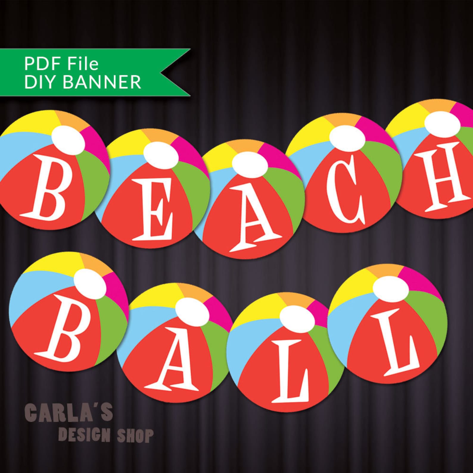 Beach Ball Pool Party Theme DIY Banner | Includes All Alphabet | Spell ...