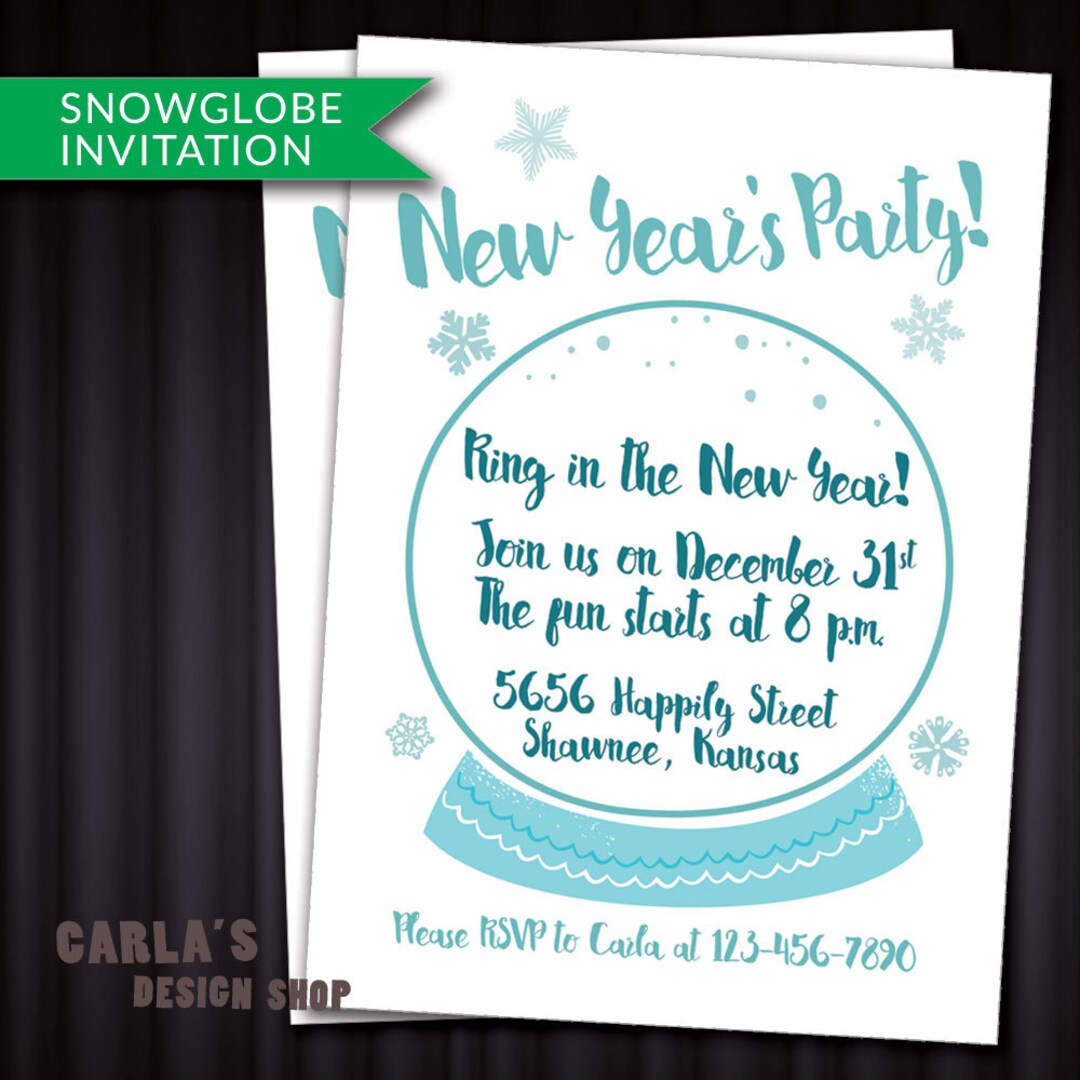 Snow Globe Holiday Party Invitation! Fun Invite for Your New Years or ...