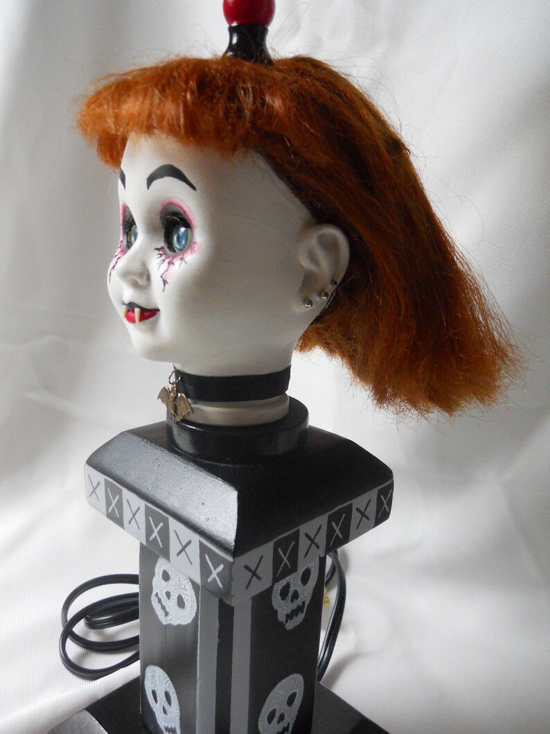 Goth Vampire/ Witch Doll Head Desk Lamp Ooak - Etsy