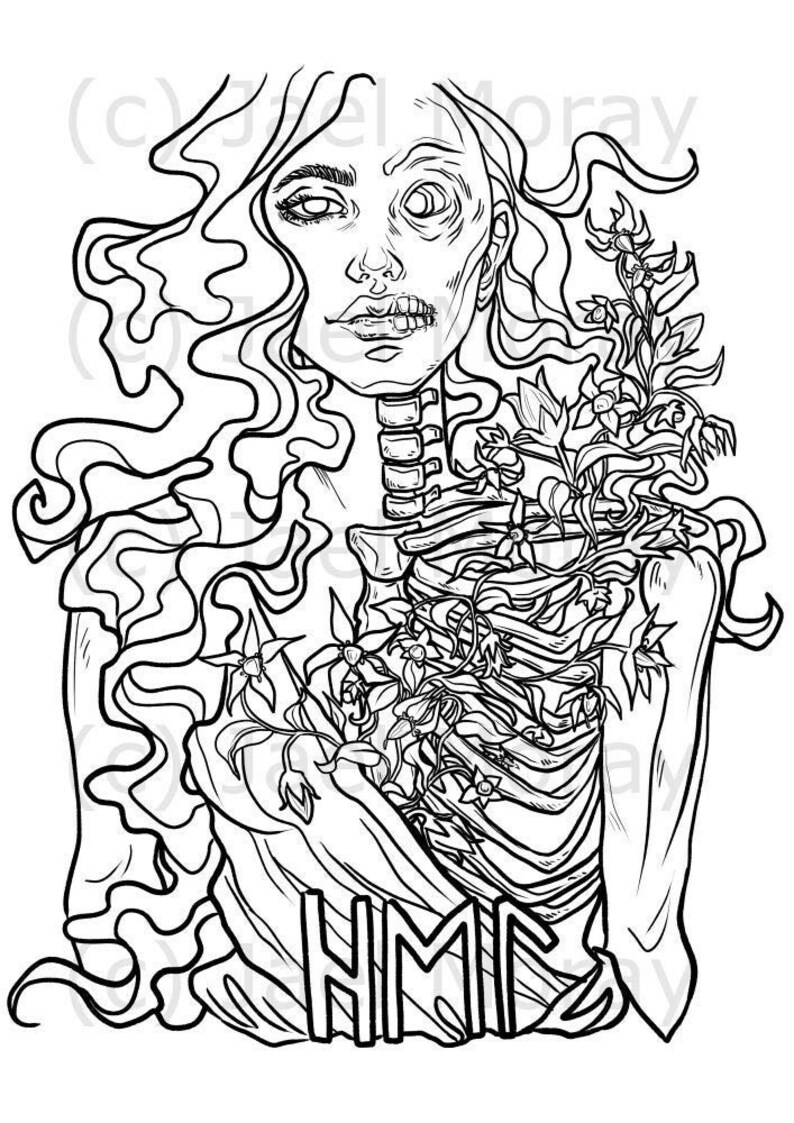 Hel Norse Goddess Printable Coloring Page Altar Art - Etsy