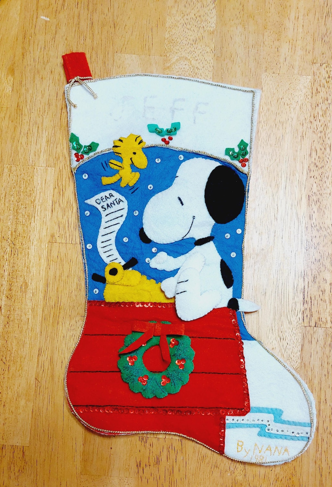 Vintage Peanuts Snoopy Christmas Stocking, Dear Santa Stocking - Etsy