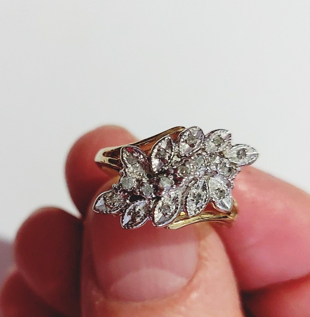 10k Waterfall Diamond Ring - Etsy