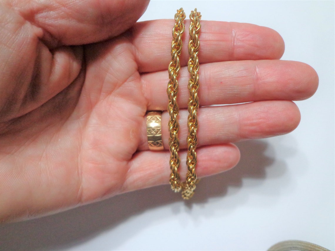 16 Gold Tone Solid Rope Necklace Thick Korean Rope - Etsy