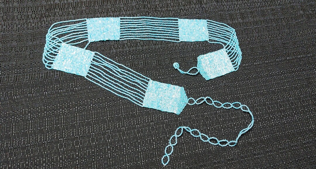 Multi-strand Blue Beaded Belt, Art Deco Blue Belt - Etsy