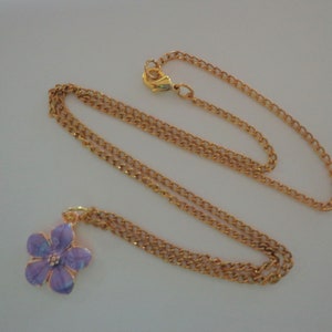 Purple Floral Spring Necklace Gold Tone Chain With Enamel - Etsy