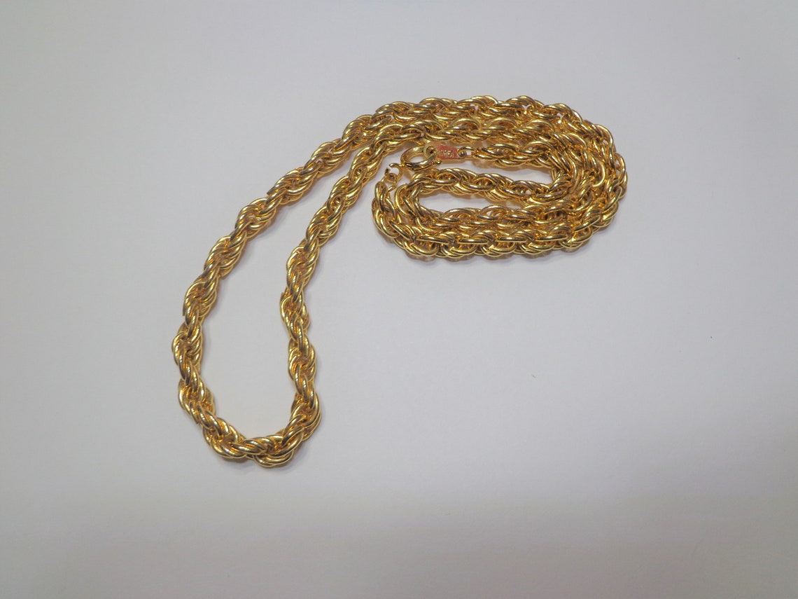 16 Gold Tone Solid Rope Necklace Thick Korean Rope - Etsy