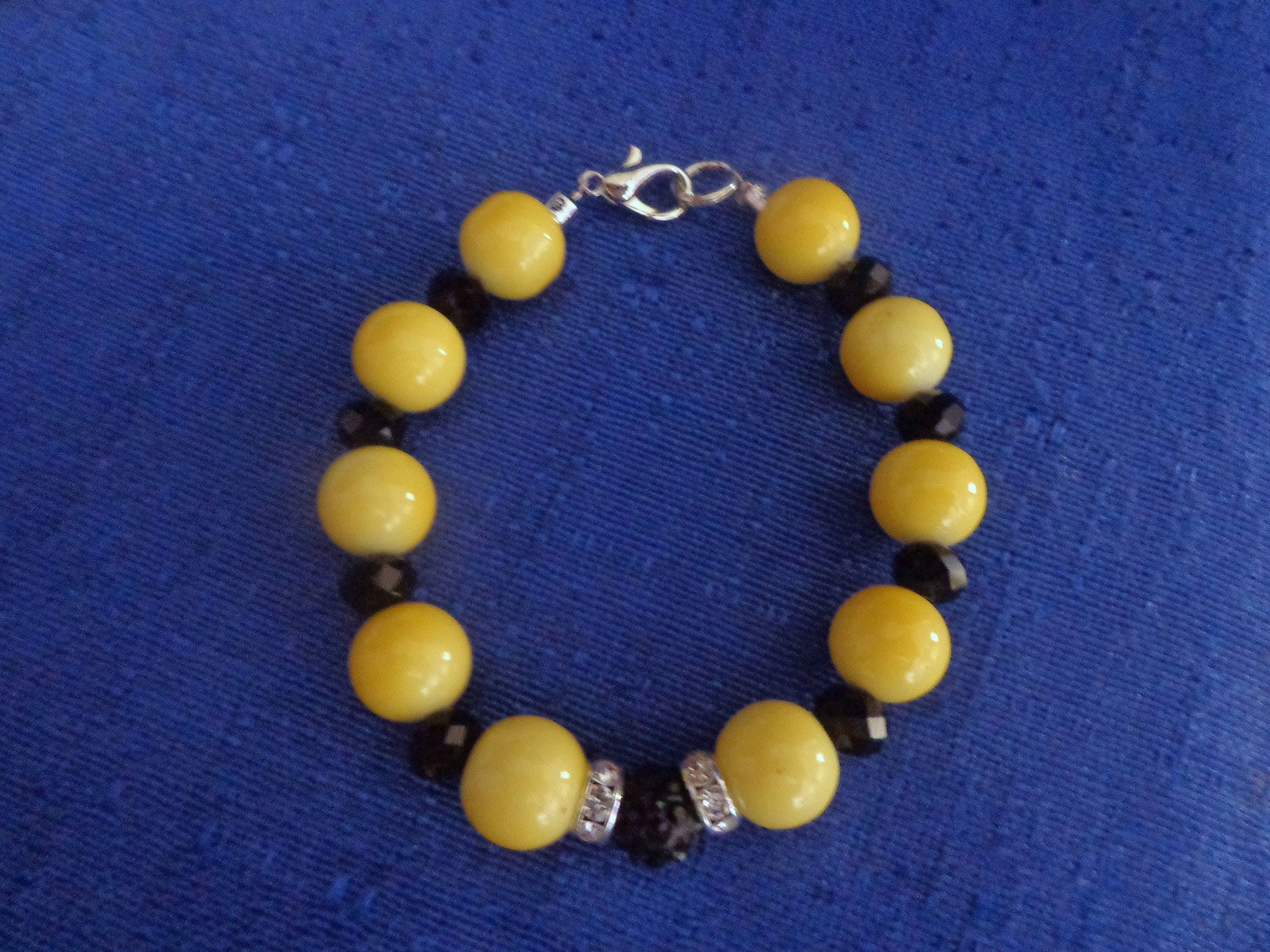 Yellow and Black Artisan BraceletYellow Bracelet | Etsy