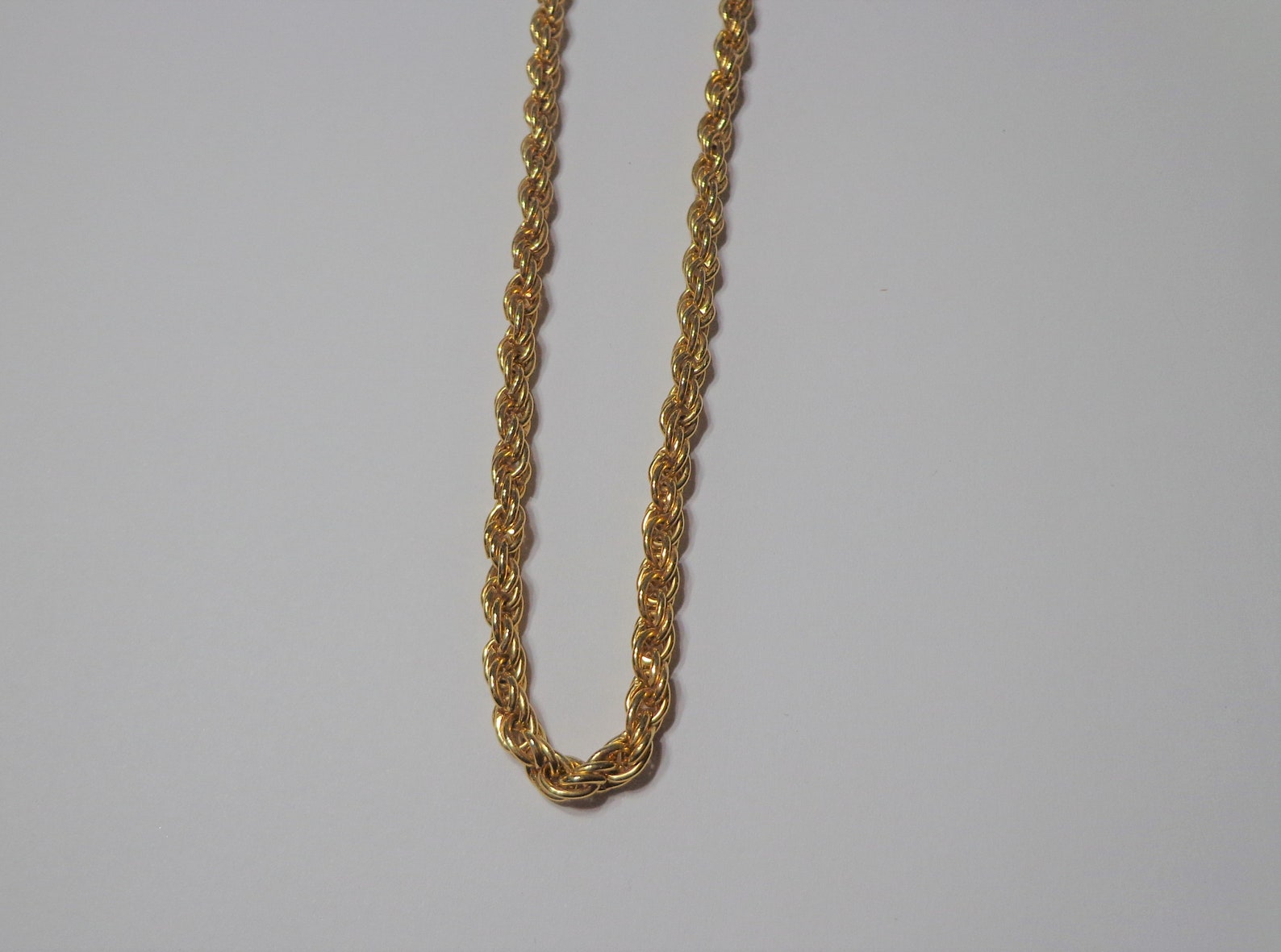 16 Gold Tone Solid Rope Necklace Thick Korean Rope - Etsy