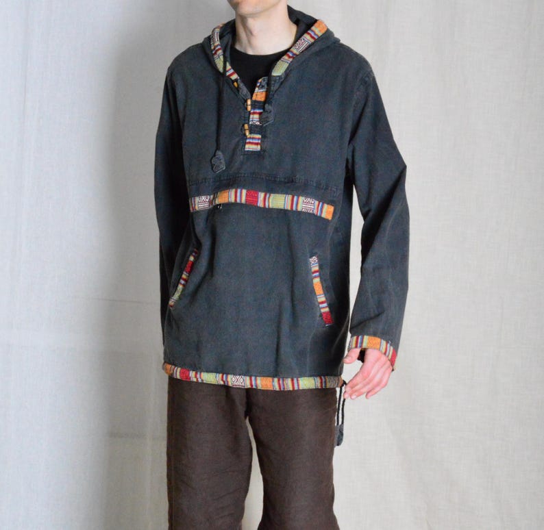 Jaqueta anorak com capuz vintage dos anos 80, cinza desbotado, estampa ...