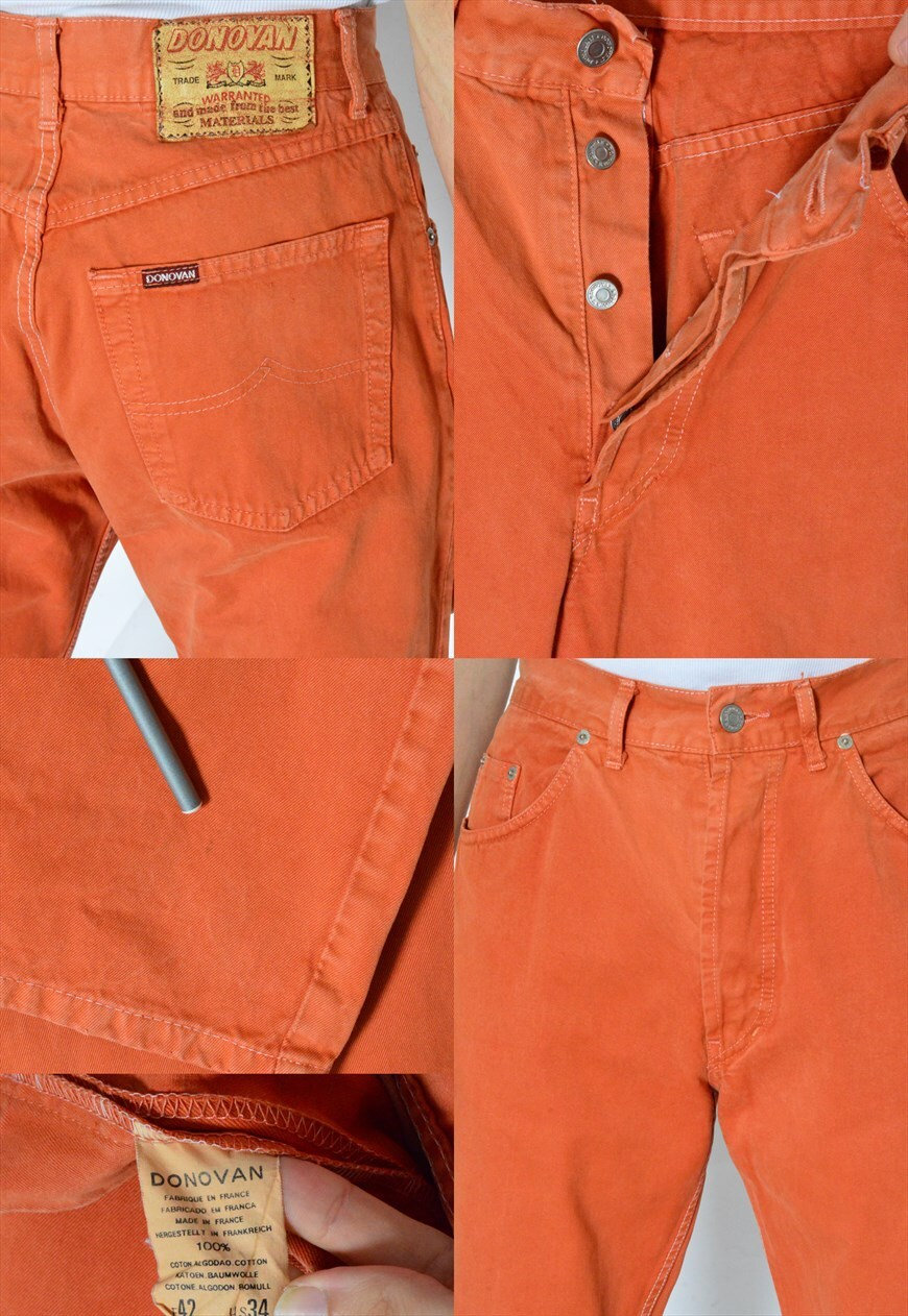 Vintage 90s Faded Orange Mens Jeans Waist Size 28 In XS, 59% OFF