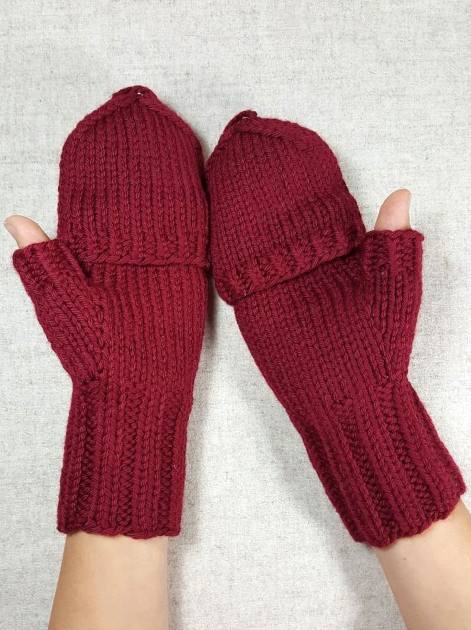 Convertible Mittens With Flap Knitted Gloves for Kids | Etsy